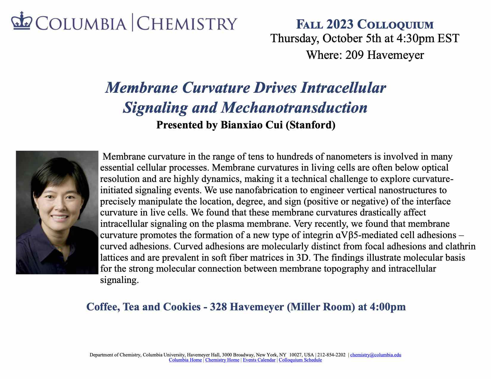 Chemistry Colloquium, Presented by Prof. Bianxiao Cui, Stanford University | Chemistry